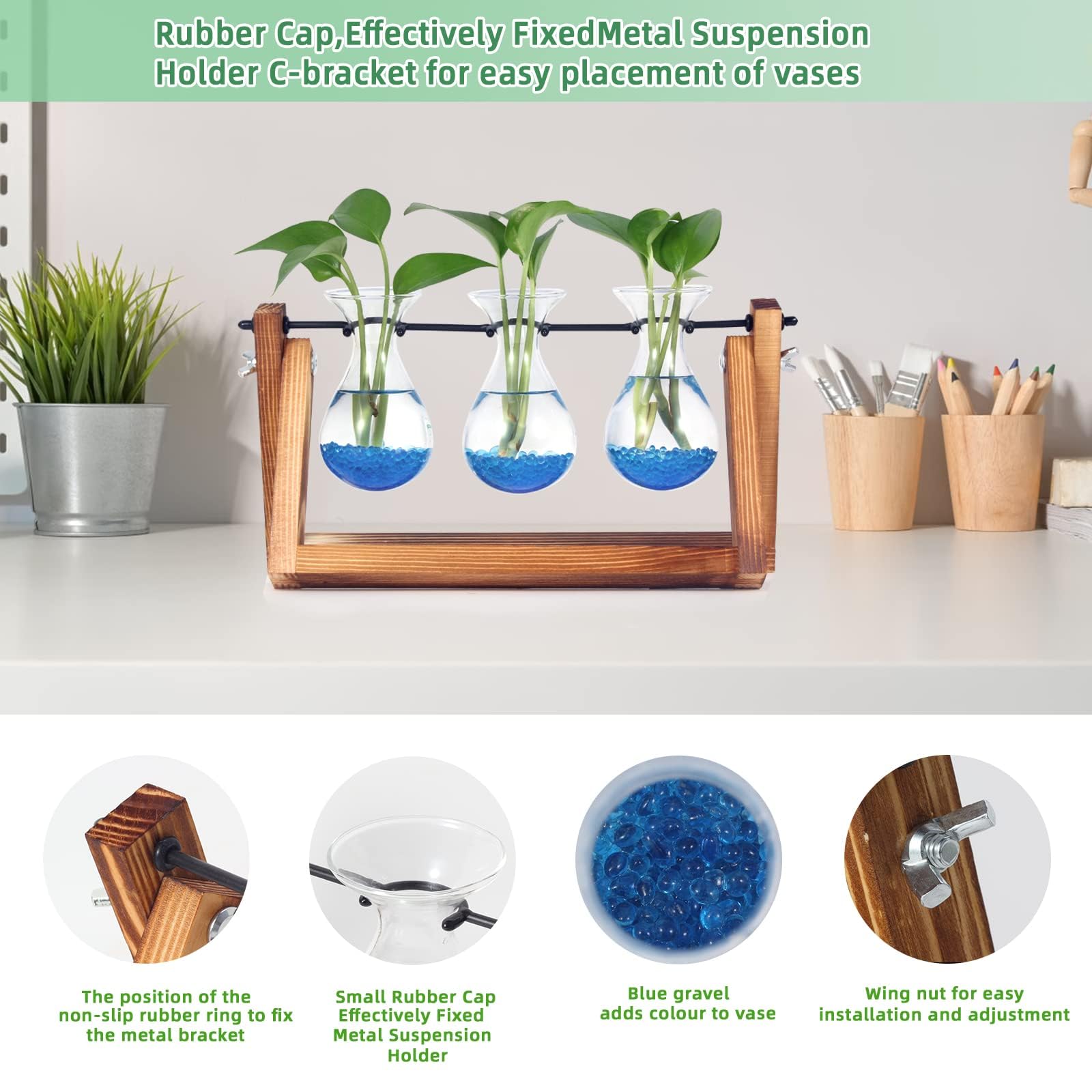 XCC Plant Propagation Station - 3 Bulb Vase, Perfect Home and Office Decor, Ideal Gift for Women, Beautiful Garden Decoration, Great Birthday Gift for Planter Lover
