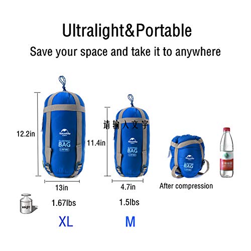 Naturehike Ultralight Envelope Sleeping Bag, Backpack Portable Compact Lightweight Warm Weather Sleeping Bag for Adults Kids, Backpacking, Camping, Hiking with Compression Sack