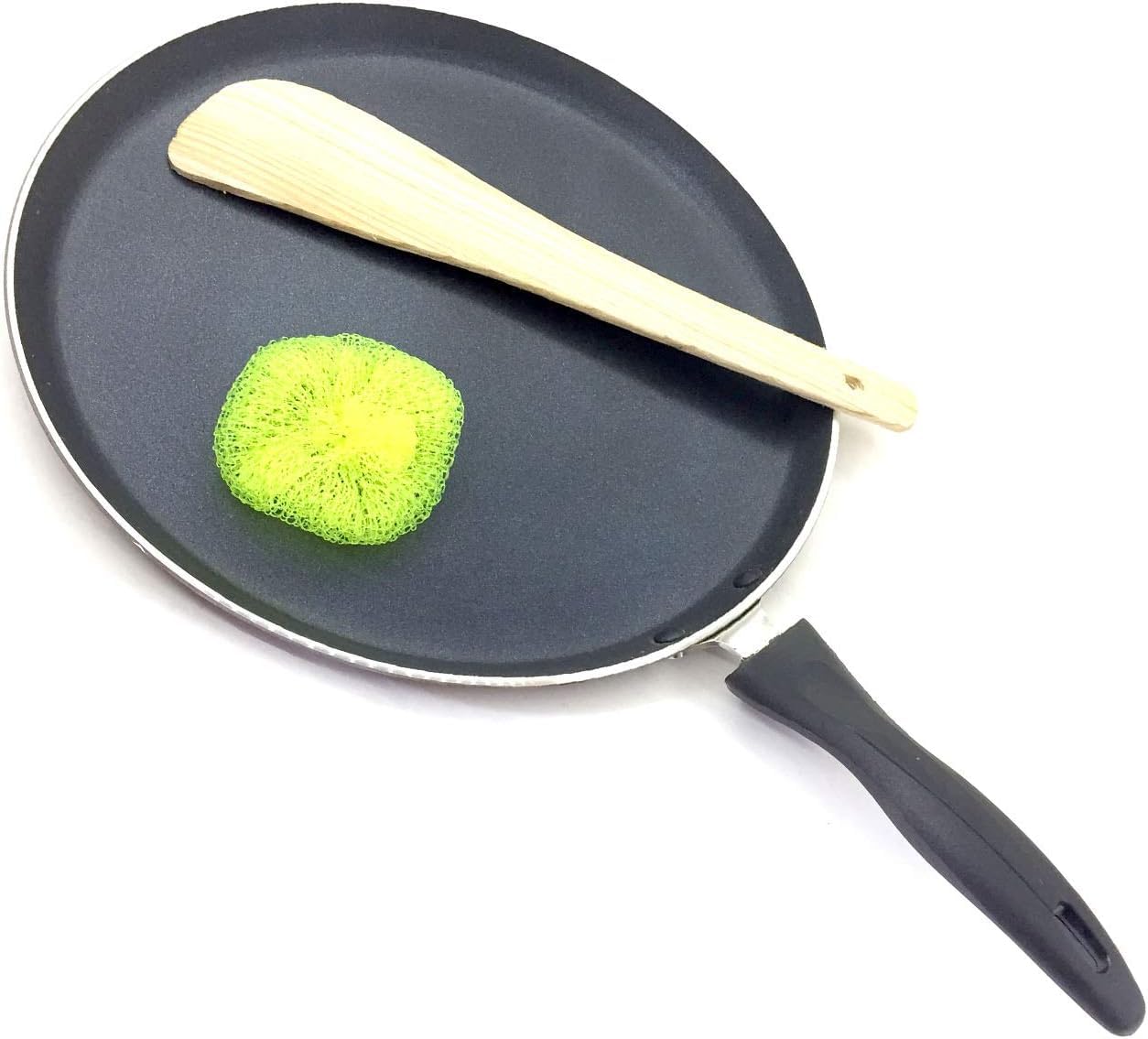 SHRIYA Non-Stick Dosa Pan, Aluminum, 10-Inch, Heat Resistant Bakelite Handle, Suitable for Gas Stovetop and Induction Base Cookware