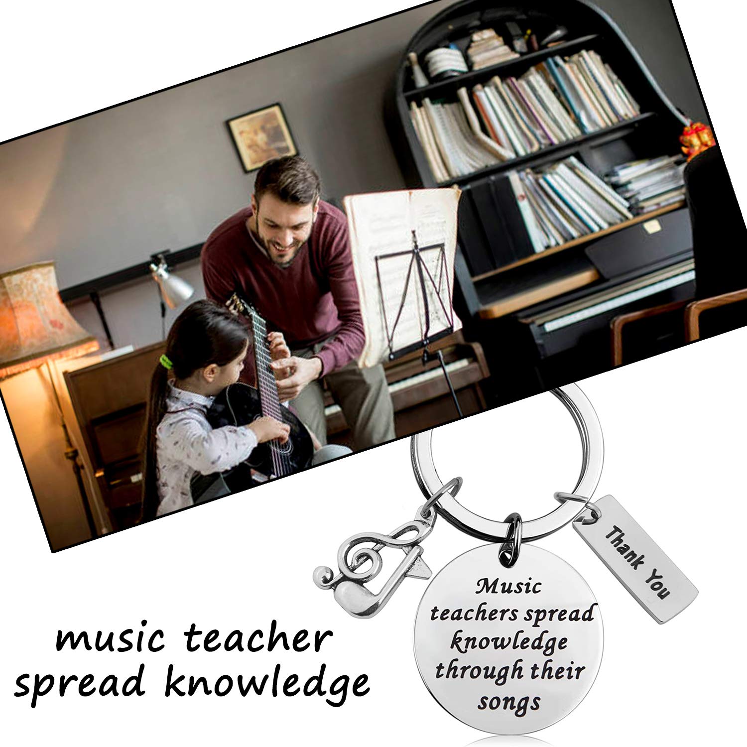 MAOFAED Music Teacher Gift Music Teachers Spread Knowledge Through Their Songs Teacher Appreciation Gift Keychain (Music Teacher Keychain)