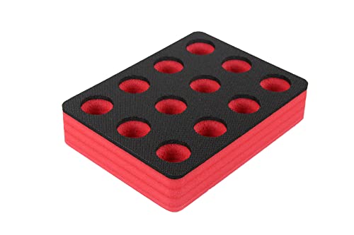 Polar Whale Shot Glass Holder Organizer Modern Tray for Home Kitchen Bar or Club Party Durable Red and Black Durable Foam Serving Rack 10 Inches Wide Holds 12 Shots