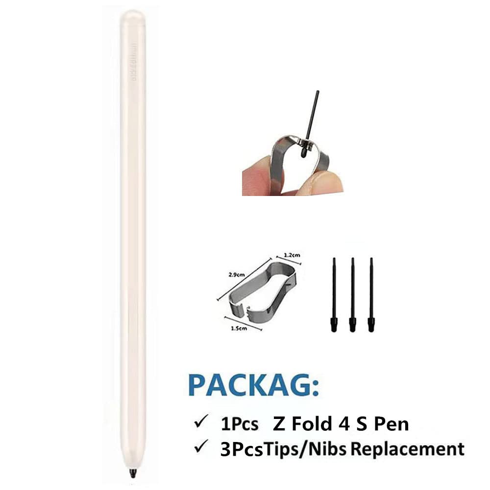 Z Fold 4 S Pen Fold Edition Stylus Pen Replacement Compatible for Samsung Galaxy Z Fold 4 and Z Fold 3 Phone Only +Tips/Nibs (Beige)