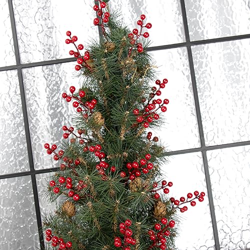 LLZLL 32 Pack Christmas Tree Decorations, Artificial Red Berry Stems 6.5inch Christmas Berry Picks with Holly Berries for Xmas Winter Holiday Home DIY Ornaments