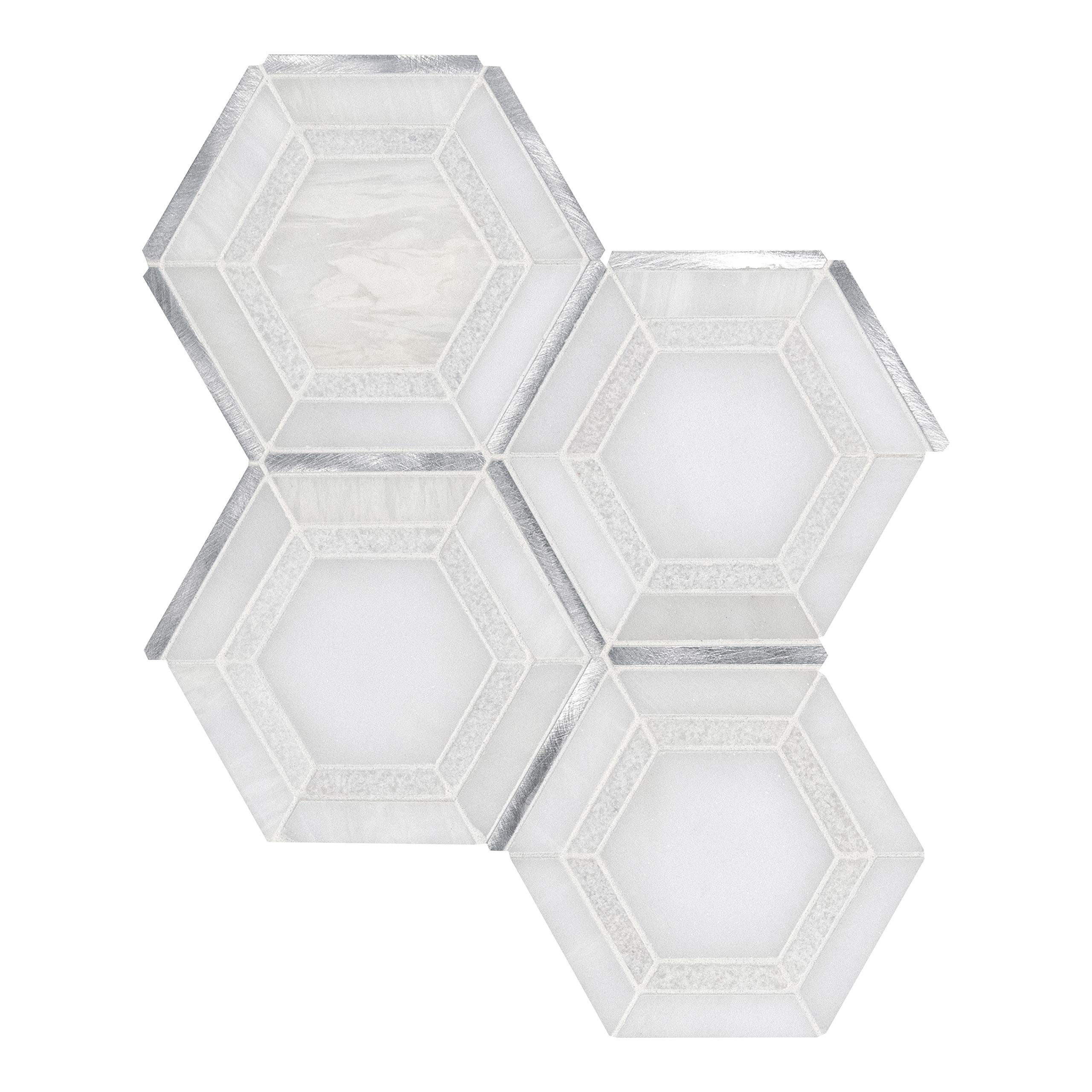 MSI Milano Silver 11.85 in. x 11.85 in. Picket-Square and Rectangle Pattern Marble Mosaic Wall Tile for Bathroom, Floor Tile, Kitchen Backsplash and Countertop Tile