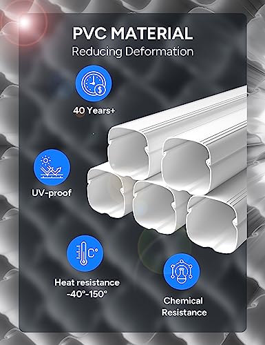 Toutgood 5'' 14Ft Mini Split Line Set Cover for Ductless Air Conditioners and Heat Pumps Systems Tubing Decorative, Upgraded UV-Proof Strong&Durability PVC Pipe