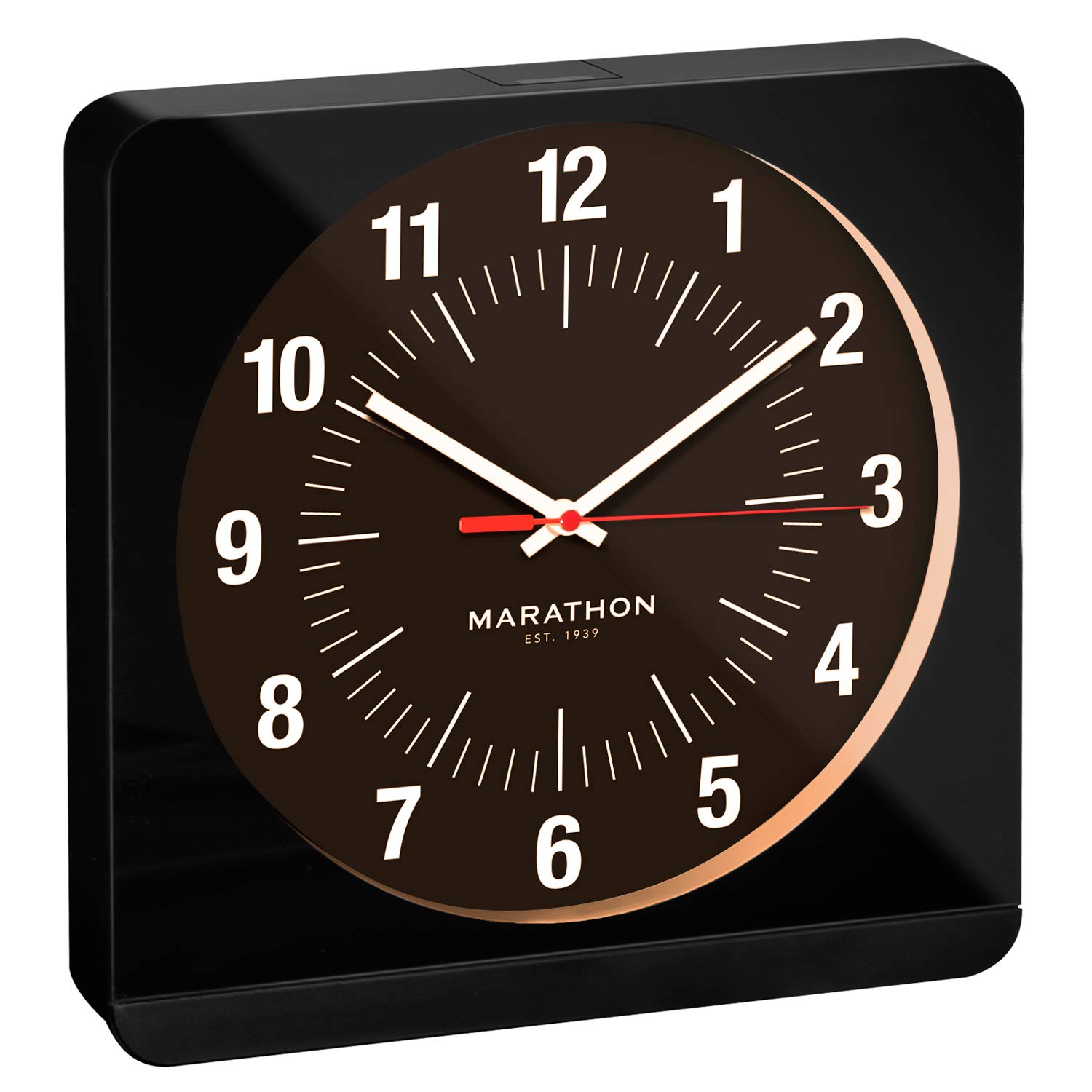 MARATHON Studio Edition Jumbo 12 Inch Analog Wall Clock with Auto Night-Light