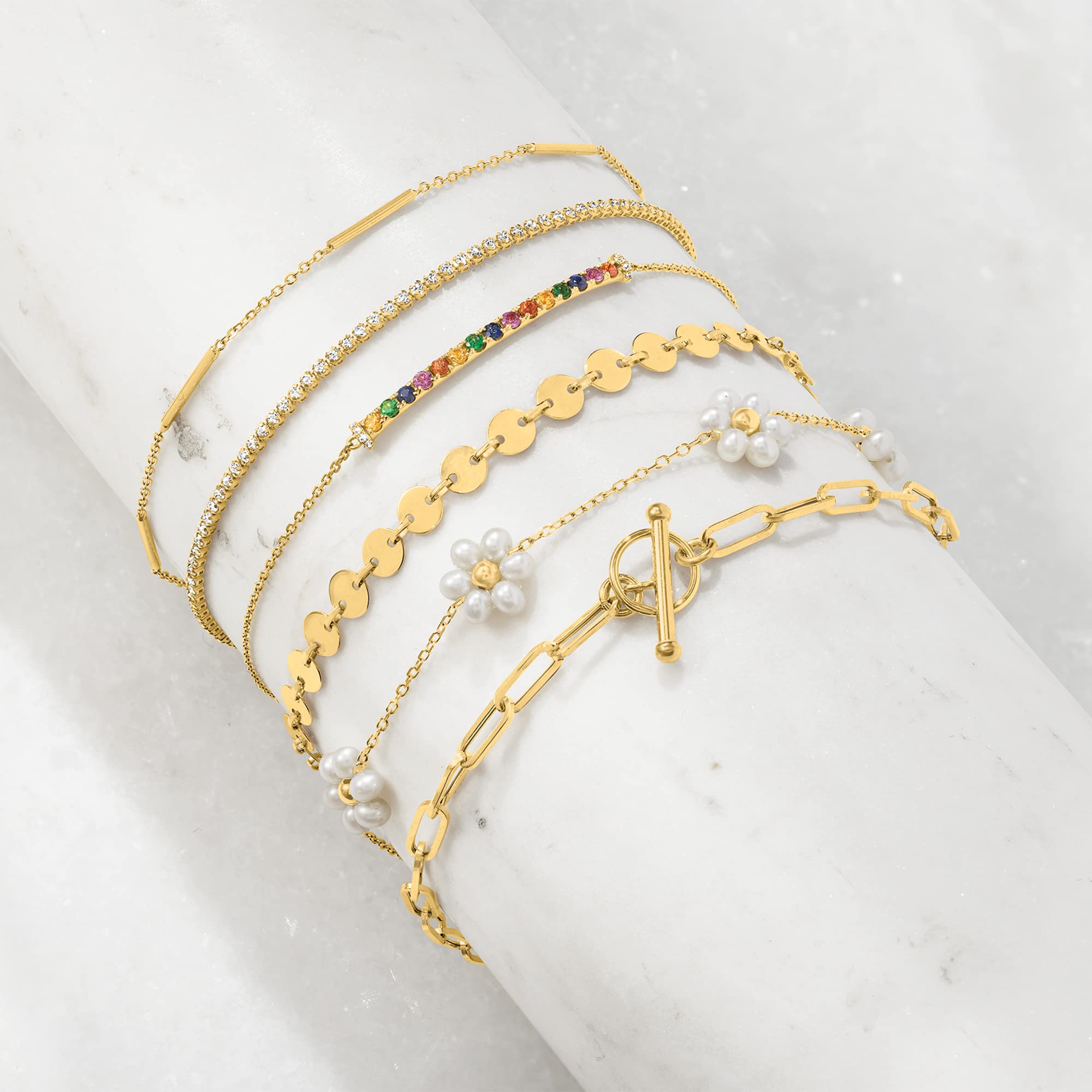 RS Pure by Ross-Simons Italian 14kt Yellow Gold Paper Clip Link Toggle Bracelet. 7 inches