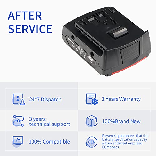 Powerost 3Ah 14.4V BAT607 Replacement Battery Compatible with Bosch 14.4V BAT607G BAT614 BAT614G 2607336150 2607336223 Cordless Power Tools Battery