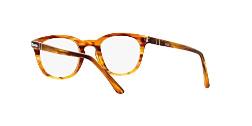 Persol PO3258V Round Prescription Eyewear Frames, Striped Brown/Demo Lens, 48 mm