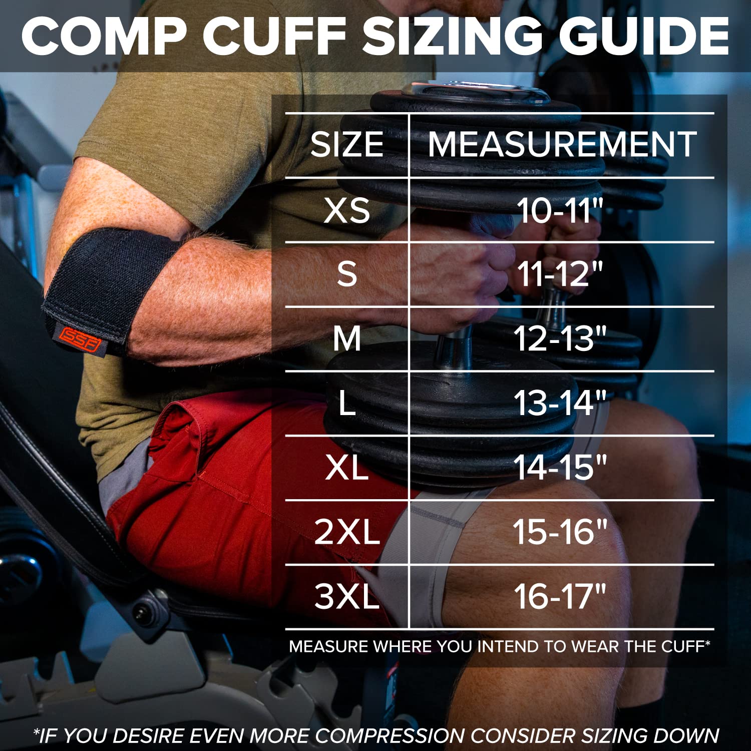 SERIOUS STEEL FITNESS Compression Cuff | Arm, Bicep, Calf and Elbow Compression Sleeve (Black, 3X-LARGE)