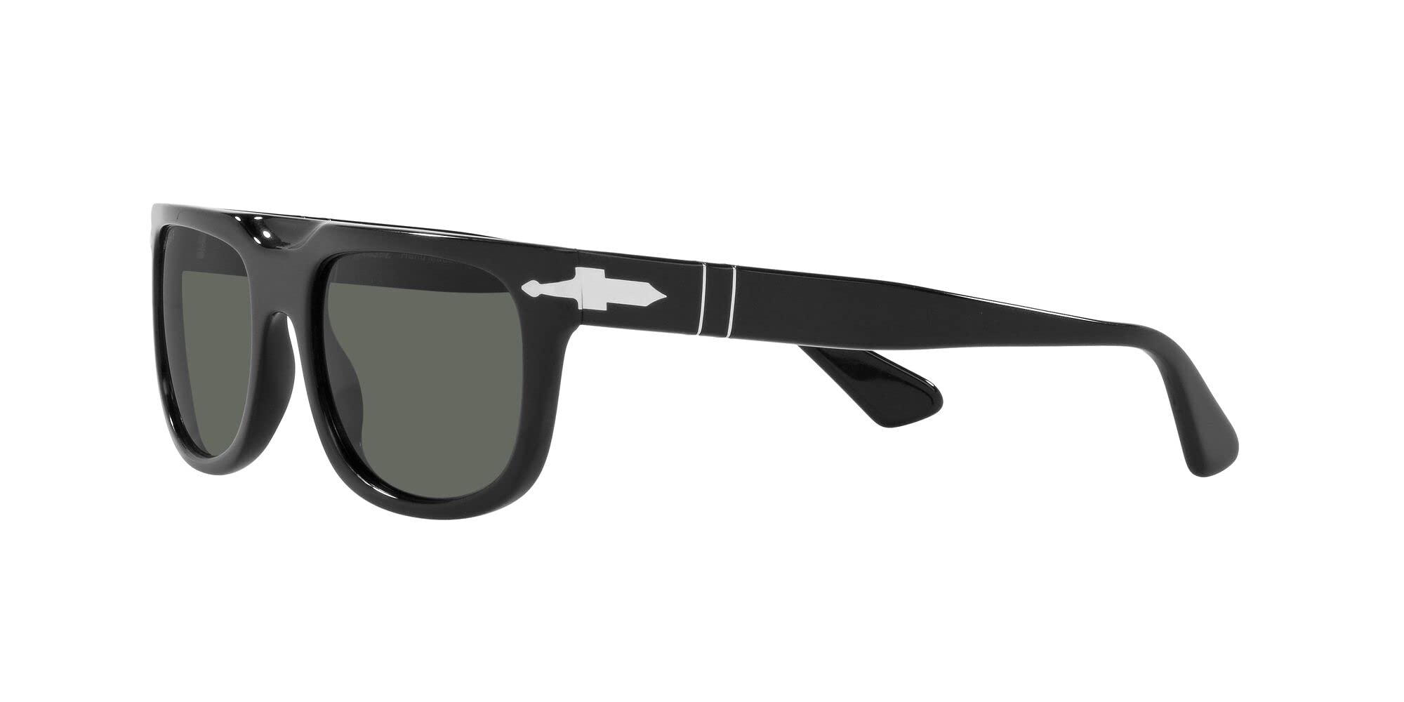 Persol PO3271S Rectangular Sunglasses, Black/Green Polarized, 55 mm