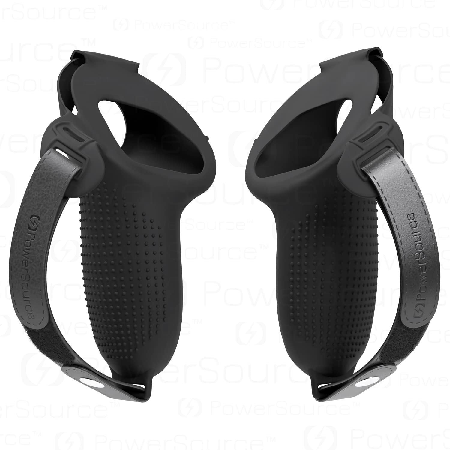 PowerSource Oculus Quest 2 VR Cover Grips, Silicone Unibody Design with Adjustable Reinforced Knuckle Handles and Anti-Throw Non-Slip Grip, Meta Quest Premium Controller Protector