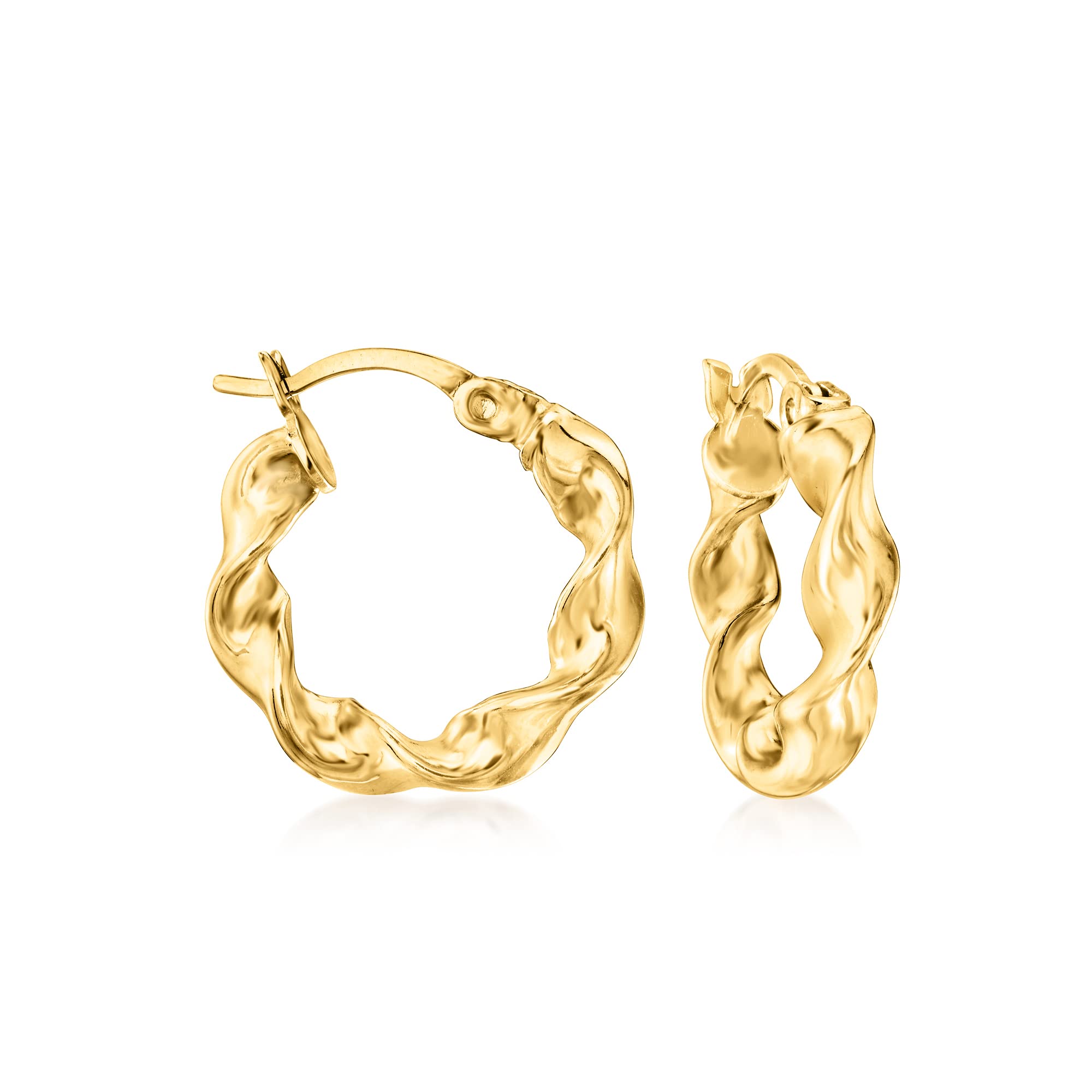 RS Pure by Ross-Simons 14kt Yellow Gold Twisted Hoop Earrings