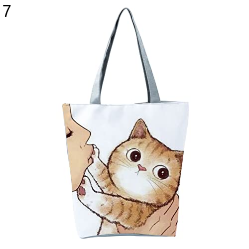 Tote Bag Kitty Print Large Capacity Young Style Women Shoulder Bag for Travel Single Shoulder Bag
