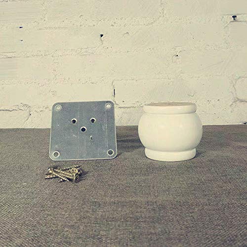 Mysummer 4PCS Round Furniture Bun Feet Replacement for Armchair Couch Sofa Cabinet Chair Loveseat Ottoman Dresser Legs … (Creamy White)