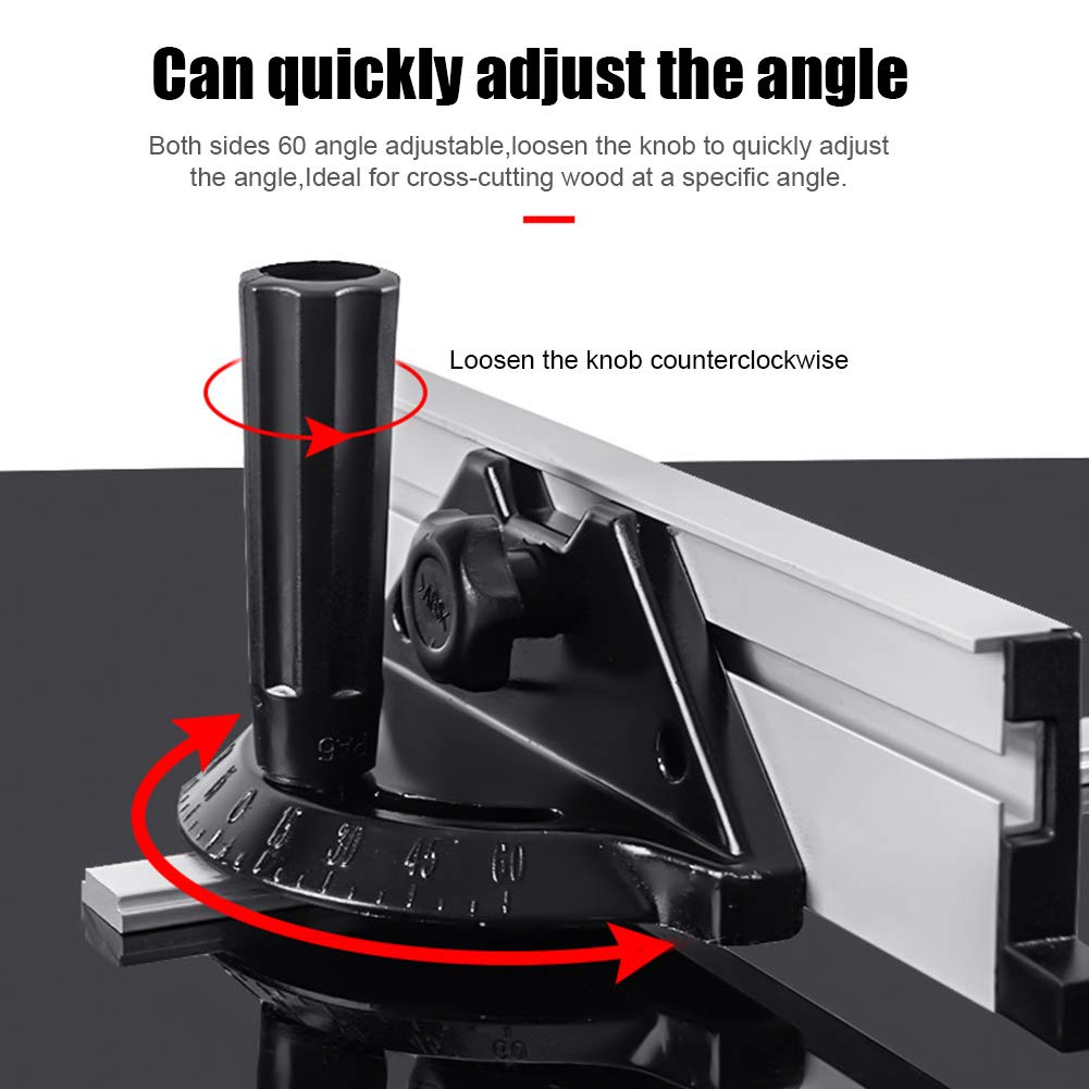 Table Saw Miter Gauge with Aluminum Miter Fence,Both Sides 60 Angle Adjustable,Be Used for Table Saws, Band Saws, Router Tables, Jointers(Black)