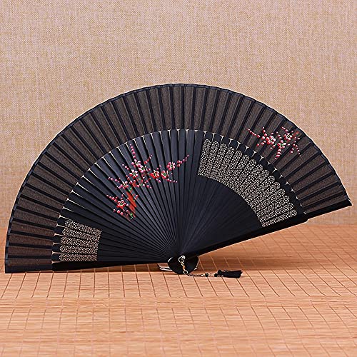 RTUGOVT Folding Fan Folding Fan Chinese Women's Ancient Classical Wind Fan Fan Hanfu with Manual Small Silk Dance Japanese Folding Fan Tai Chi Folding Fan (Color : Light Green)