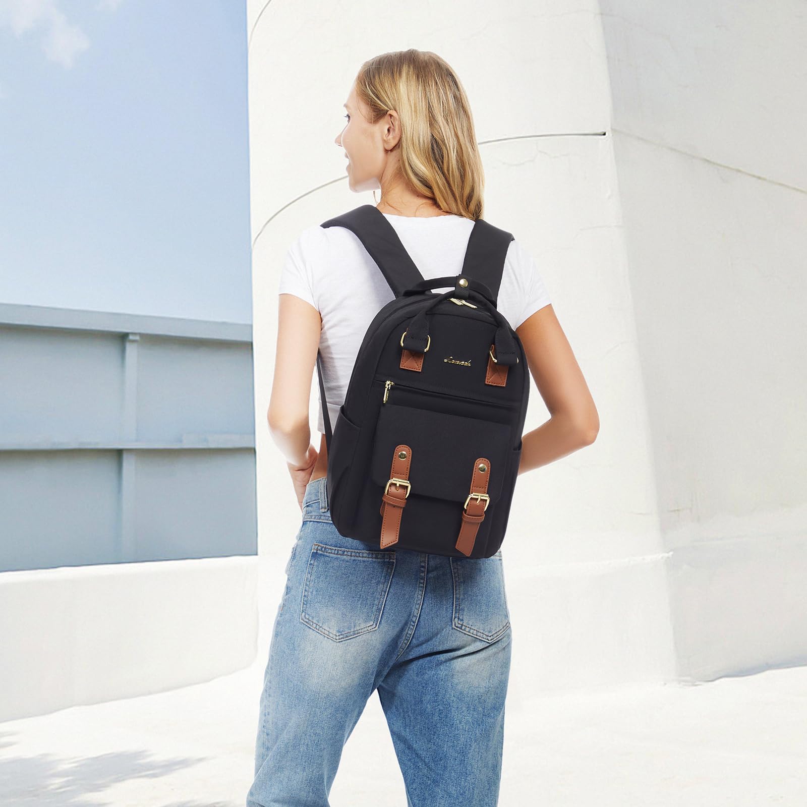 LOVEVOOK Backpack Purse for Women,Cute Waterproof Small Backpack with USB Port,Fashion Mini Backpack Casual Daypack for Travel College Work Daily,Black-Brown
