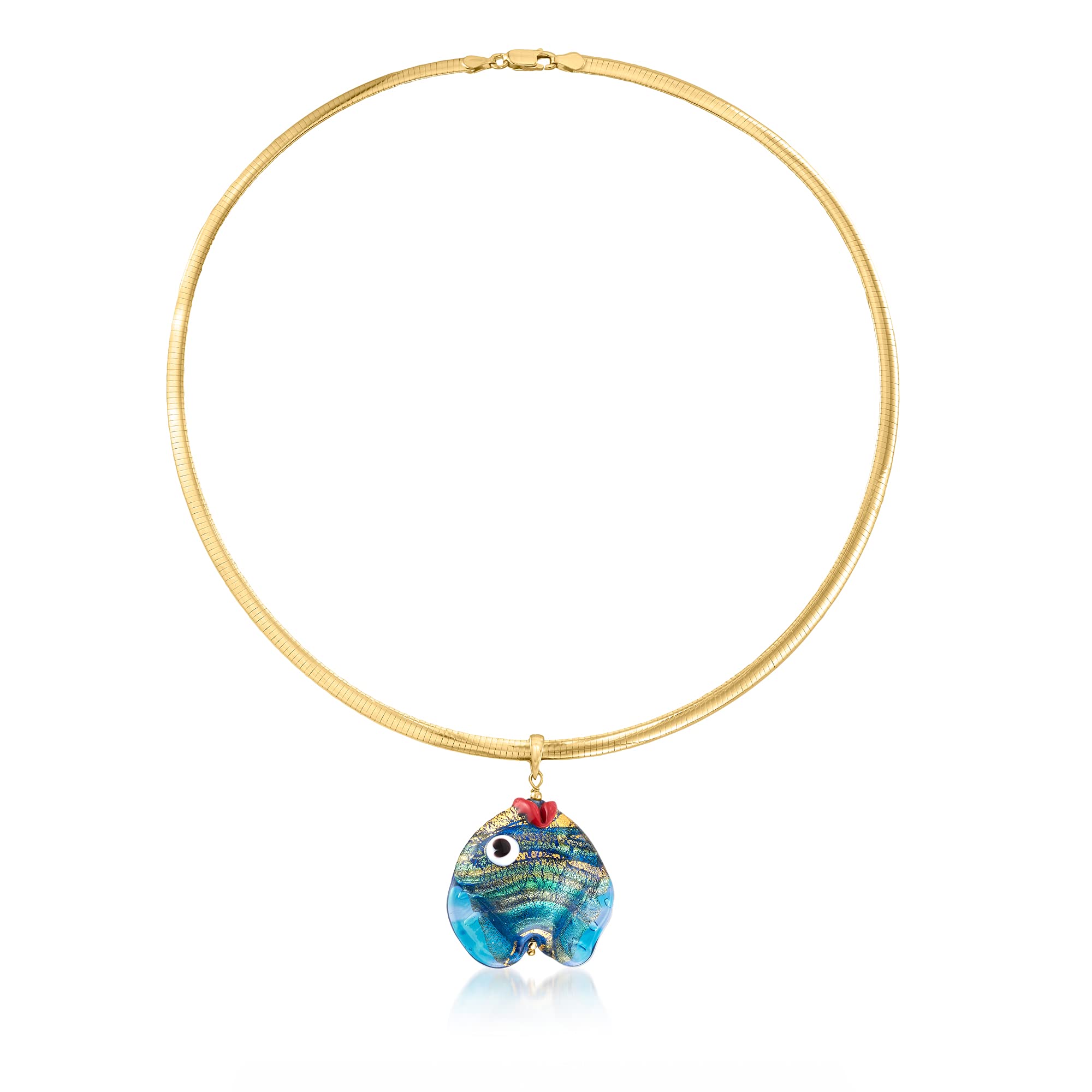 Ross-Simons Italian Multicolored Murano Glass Fish Pendant With 18kt Gold Over Sterling