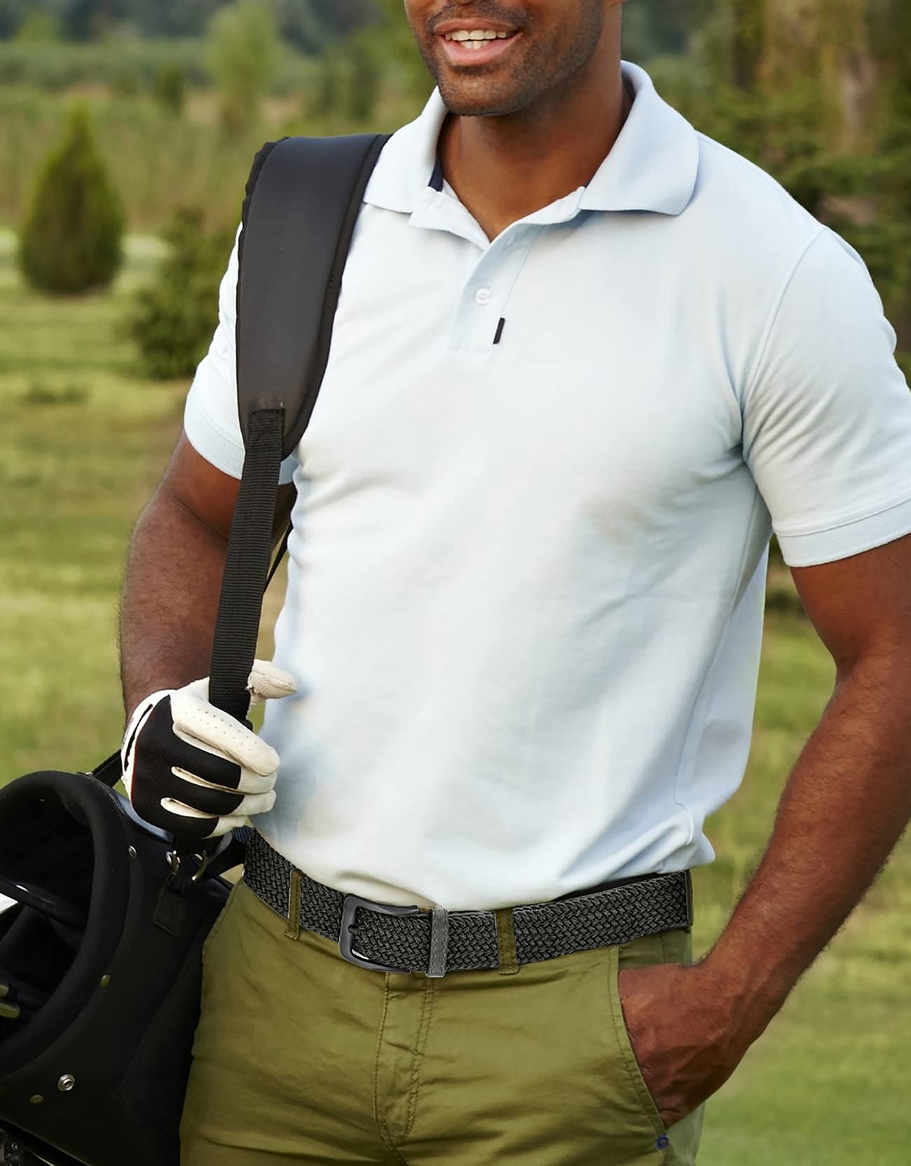Marino Golf Belts for Men - Braided Woven Stretch Belts comes with a Gift Box - Navy - Small (32-36")