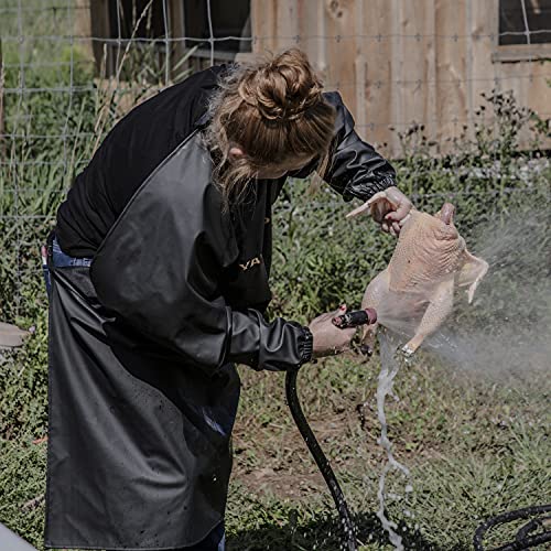 Yardbird Butchering Apron, Durable Waterproof Material, Full Length Sleeves, Elastic Cuffs, Two Adjustable Straps, Easy to Clean, One Size Fits Most, 373120010410,Black