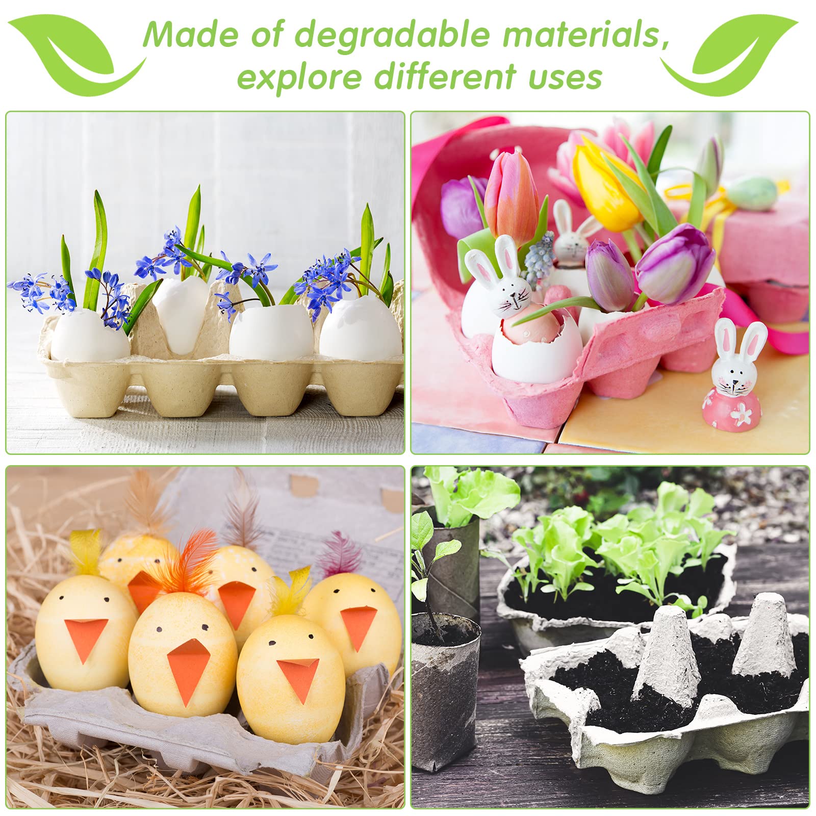 Sieral 100 Pcs Paper Egg Cartons Bulk for Chicken Eggs Blank Pulp Fiber Egg Tray Holder Reusable Empty Egg Storage Containers for Farm Market Kitchen Camping Picnic Easter DIY(6 Count)