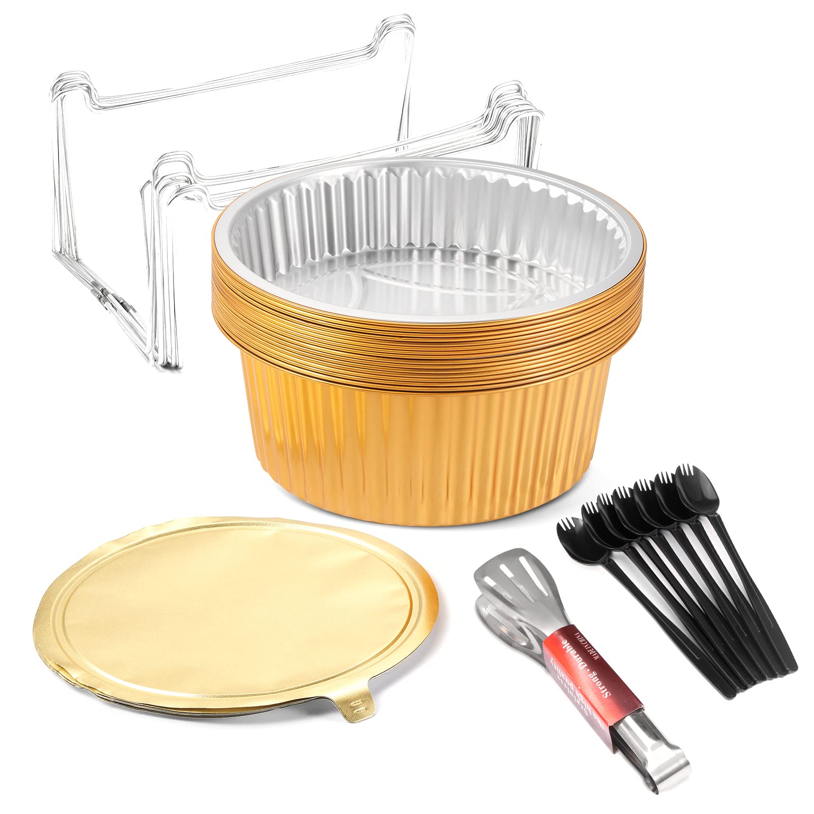 Riccioney 8 Set Disposable Chafing Dish Buffet Set Chafer Wire Racks Buffet Stand Set Food Warmer Catering Supplies Including Chafer Pans, Utensils and Buffet Stand