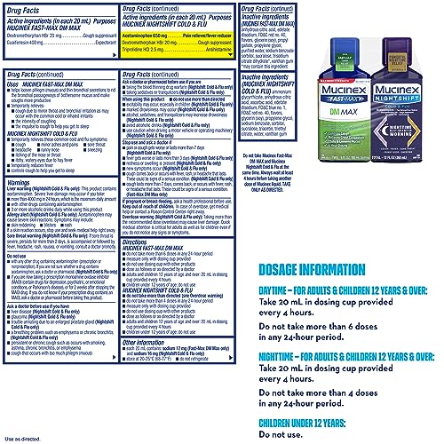 Mucinex FastMax DM Max Cold & Flu Liquid - Thins Mucus, Relieves Cough, Chest Congestion, Pain, Fever, Sneezing, Sore Throat, Runny Nose