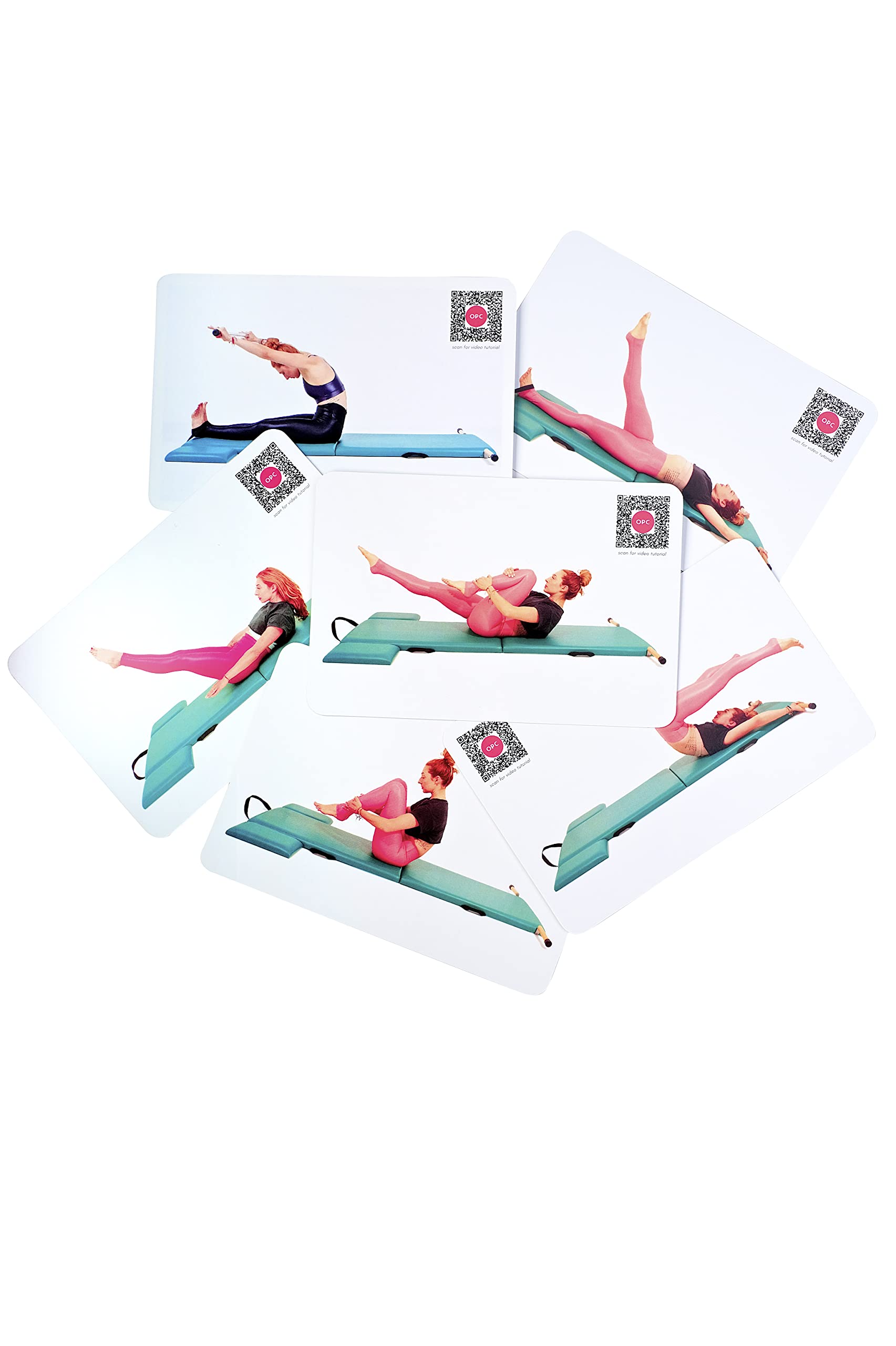 OnlinePilatesClasses Mat Pilates Workout Cards with Video Tutorials, 42 All-Level Exercise Flash Cards Ideal for Yoga, Abs, Core Workouts and Fitness Enthusiasts, No Equipment Needed