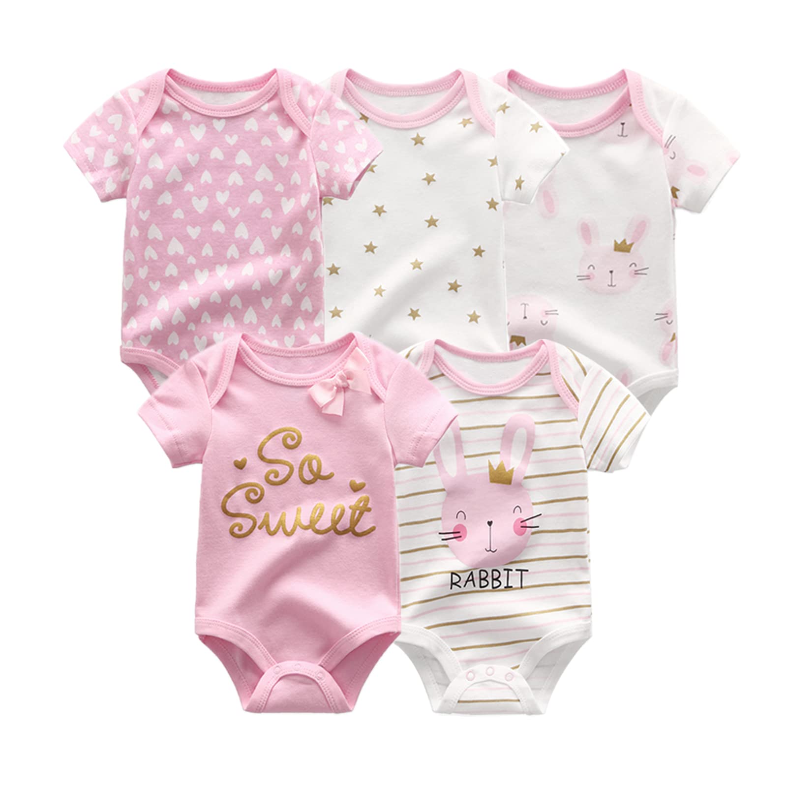 ZAV Unisex Infants Clothes 5-pack Short Sleeve Bodysuits And 3-pack Baby Footed Jumpsuits