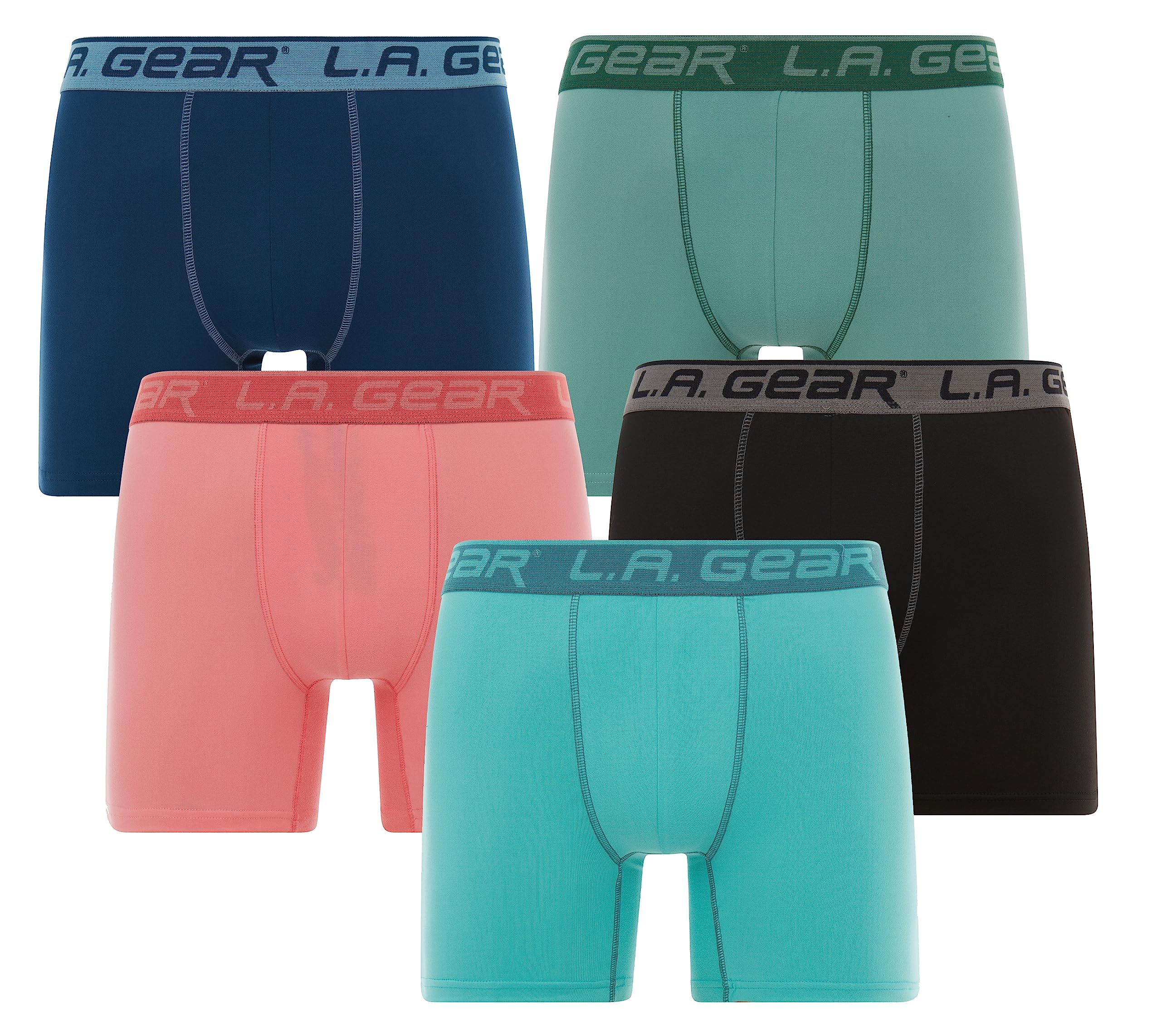 L.A. Gear Mens Athletic Underwear, 5-Pack Cotton Stretch Performance Boxer Briefs, Breathable Sport Underpants, Multicolor/S