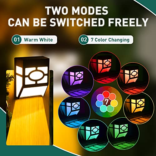 Solpex Solar Deck Lights,Solar Fence Lights, 2 Modes Christmas Decoration Lights,Unique Pattern, Waterproof Automatic Outside, Deck, Patio, Stairs, Yard, Steps, Path & Driveway (RGB & Black 8-Pack)