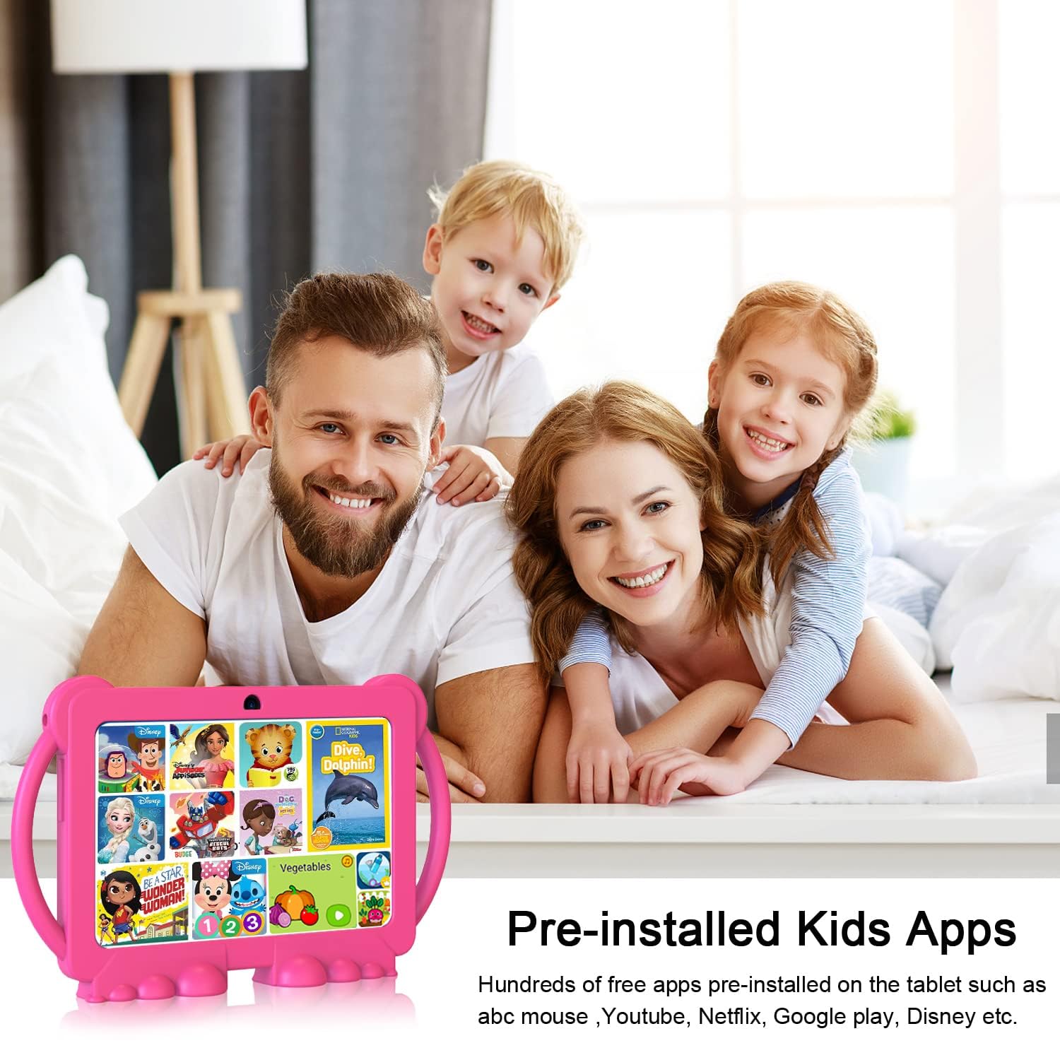 NORTH BISON Kids Tablet, 7 inch Android 11.0 Tablet for Kids, 3GB 32GB Toddler Tablet with Bluetooth-Pink