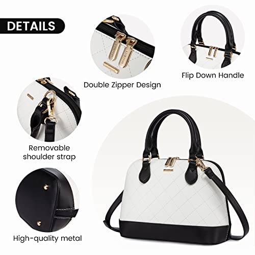 LOVEVOOK Small Purse Crossbody Bags for Women Quilted-White/Black