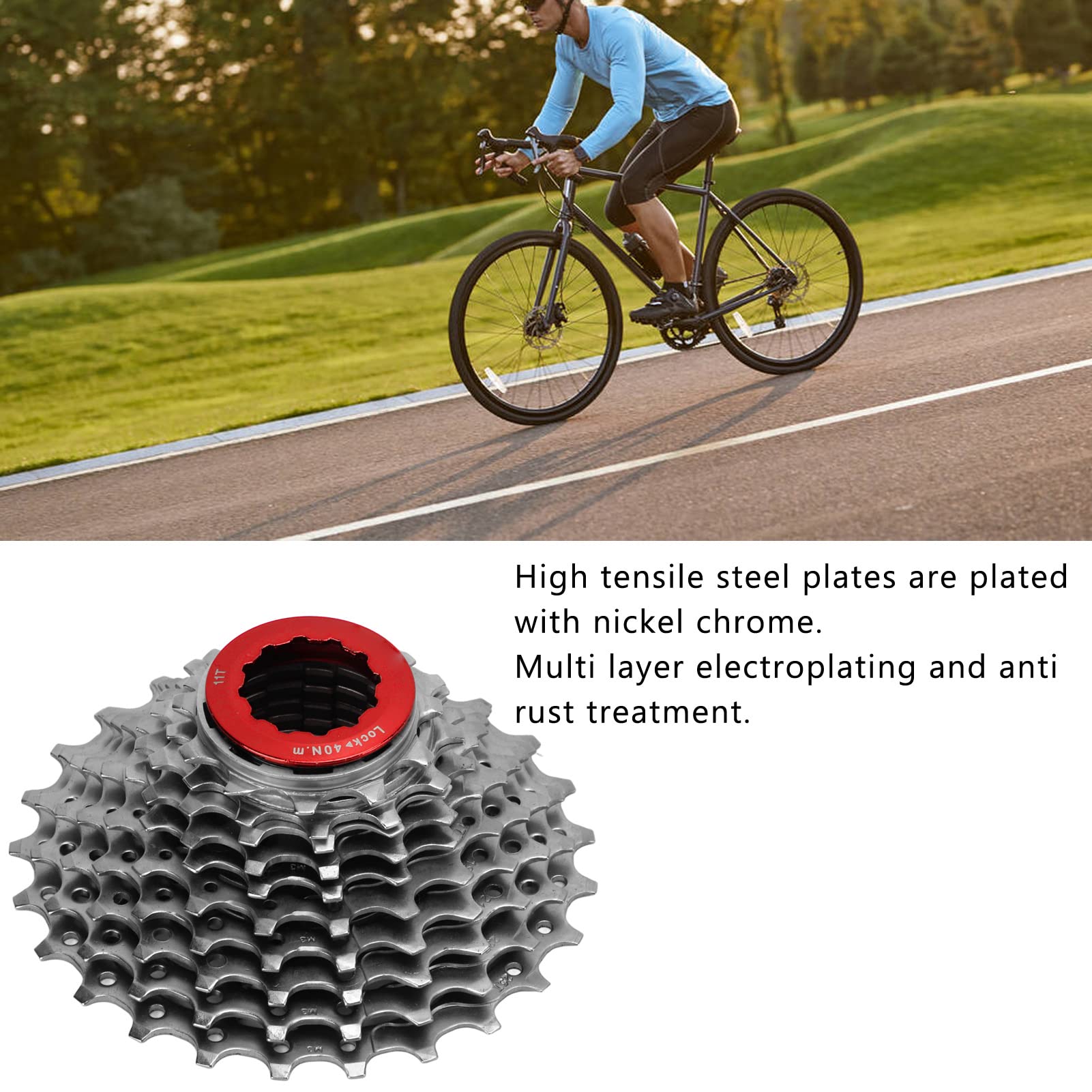 Shanrya 10 Speed Cassette, Hollow Bike Cassette High Accuracy Noise Free for Road Bicycle
