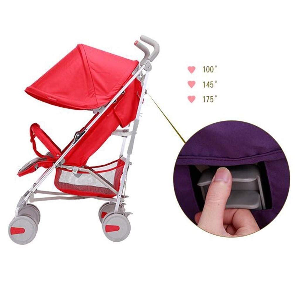 WYFDP Baby Stroller Bassinet Pram Carriage Stroller Can Sit Reclining Shock Portable Folding Light Umbrella Travel Newborn Baby Carriage Red