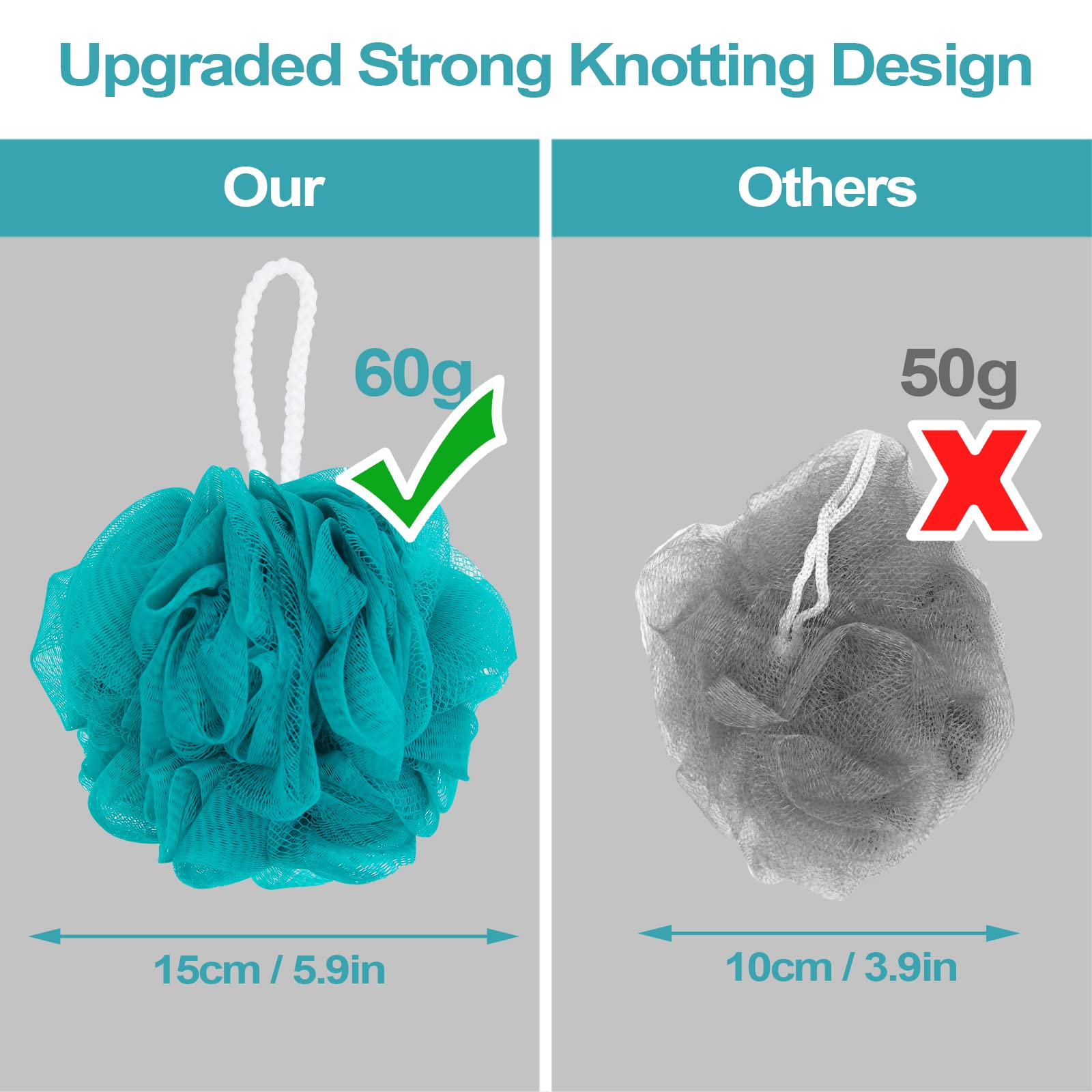 Ymemok 4Pcs Bath Shower Loofah Sponge 60g Mesh Balls Sponge Scrubber for Women and Men