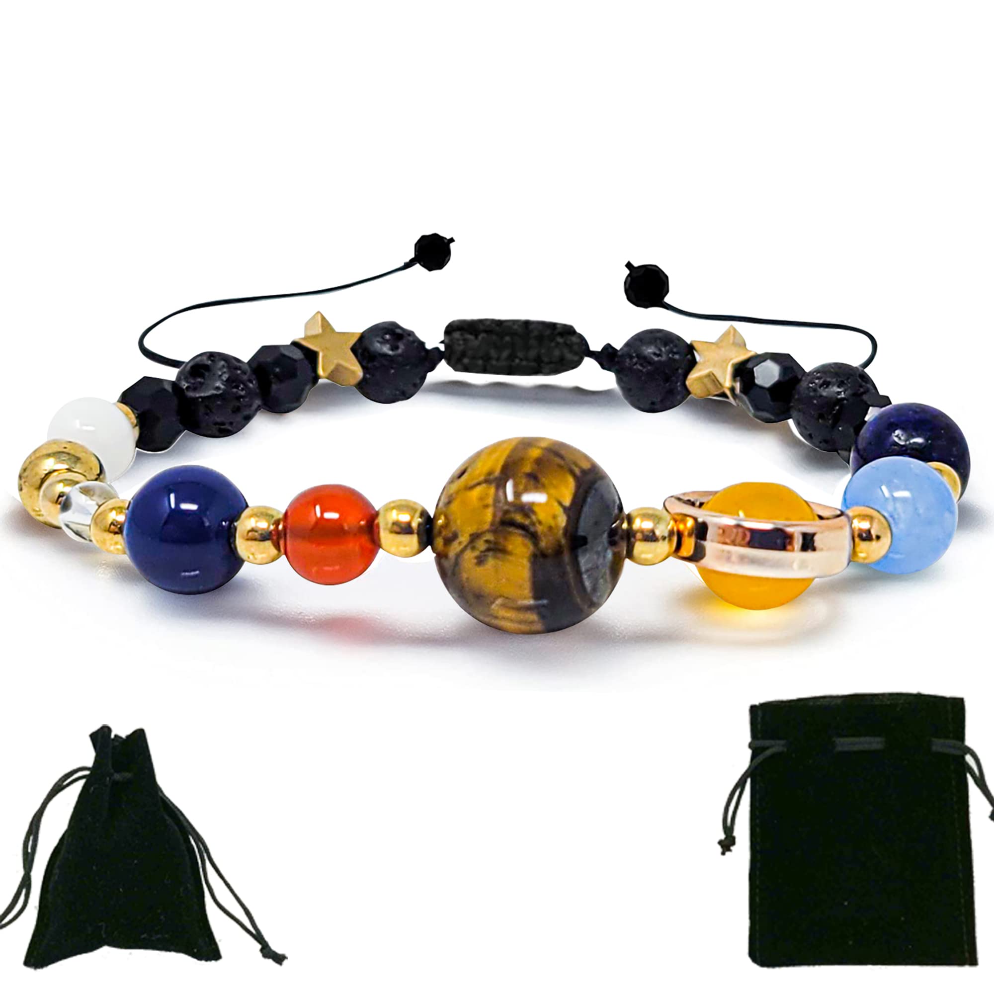 Nostalgish Solar System Bracelet [Better Quality, Lower Price] - Universe Galaxy The Eight Planets Guardian Star Natural Stone Beads Bracelet Strand Stretch Bangle Gifts Unisex