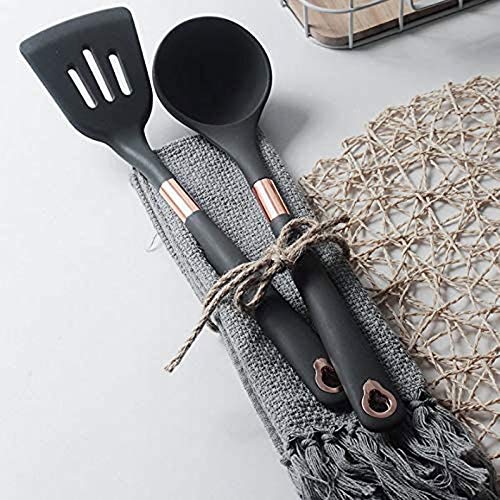 LMMDP Silicone Stainless Steel Kitchenware Non-stick Cookware Cooking Tool Spatula Ladle Shovel Spoon Soup Kitchen Utensils Set