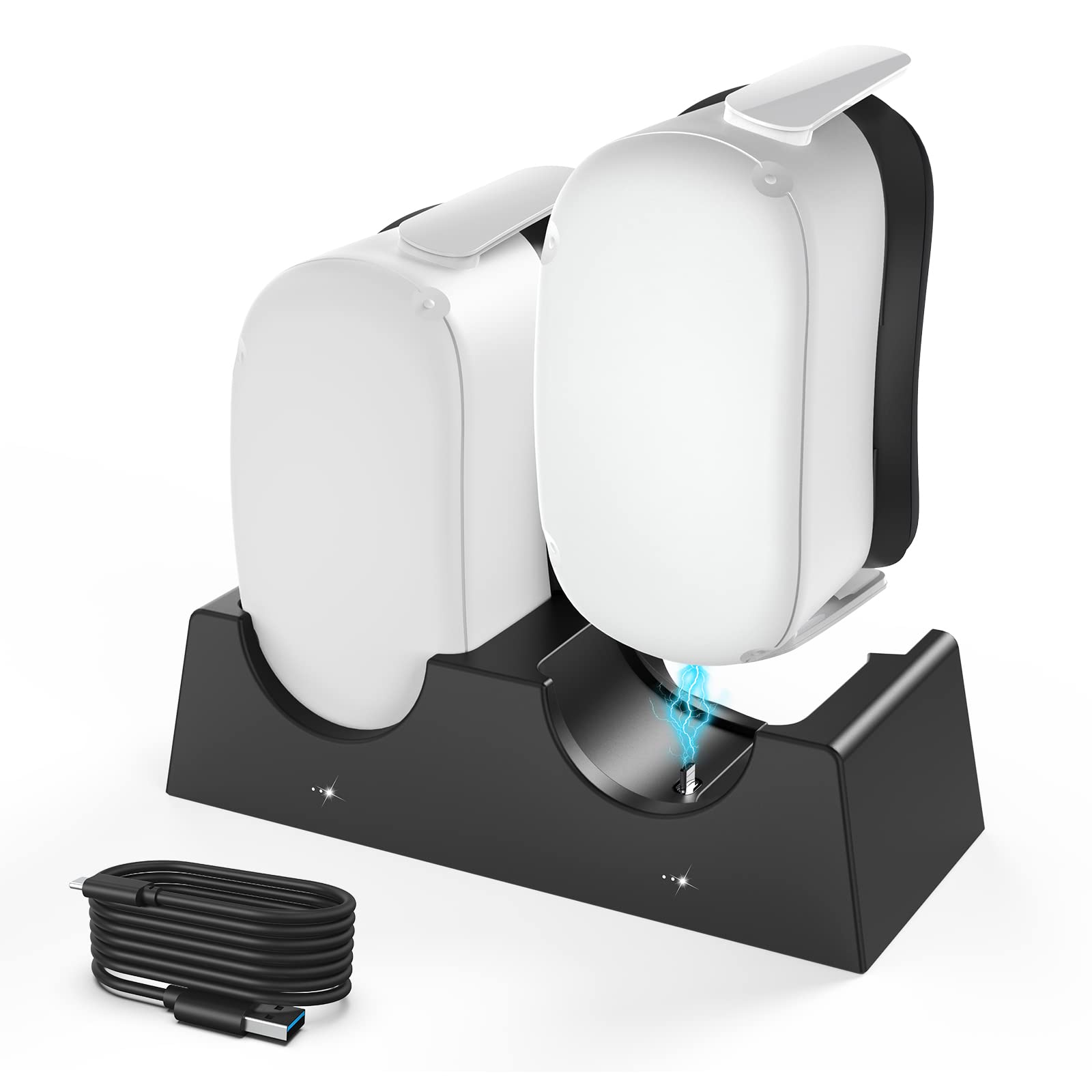 SiWiQU Dual Charging Dock for Quest 2, Fast Charger Station for Quest 2 with Charging Port Indicator, Upgrade 2 in 1 Charging Stand with 1.5M USB-C Link Cable
