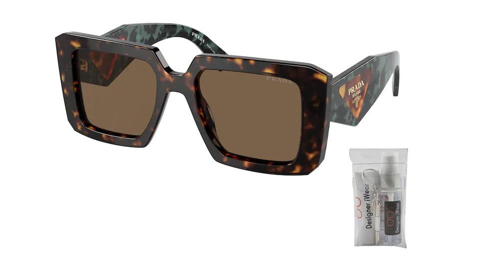 Prada PR23YS 2AU06B 51MM Tortoise/Dark Brown Square Sunglasses for Women + BUNDLE With Designer iWear Eyewear Kit