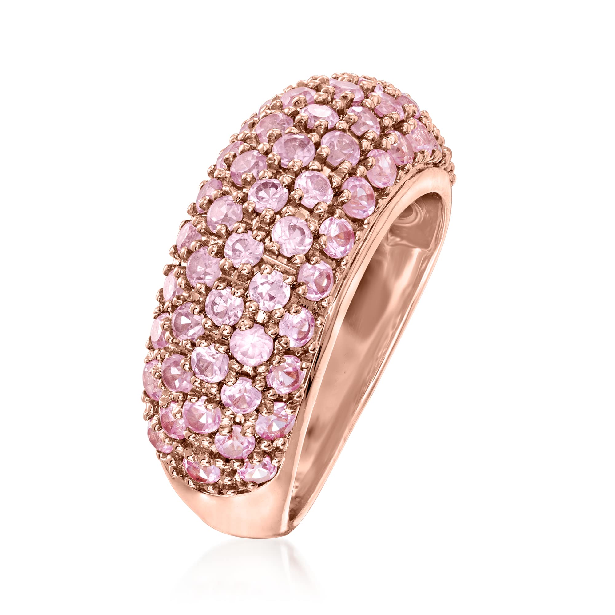 Ross-Simons 2.50 ct. t.w. Pave Pink Sapphire Ring in 14kt Rose Gold. Size 9