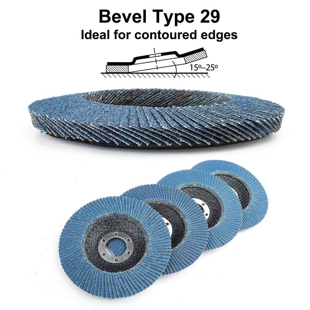 LotFancy Flap Discs 4 1/2 for Angle Grinder, 20PCS, Type 29, High Density Jumbo Sanding Disc Grinding Wheels, 40 60 80 120 Grit, Premium Zirconia Abrasive, 4.5" x 7/8"