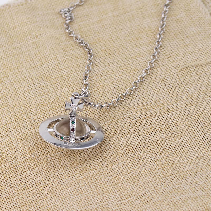 Saturn Necklace for Women 20 Inch Sky Star Saturn Pendant Single Layered Necklaces for Girls