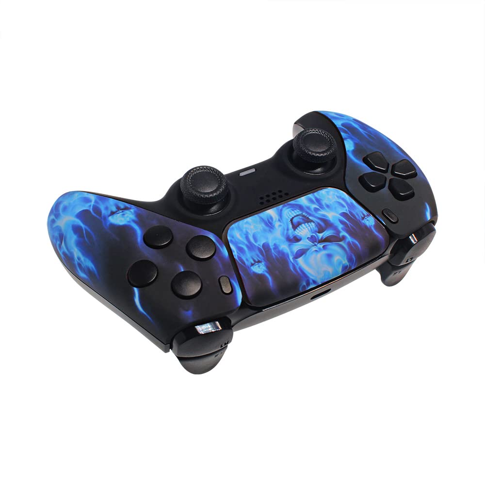 Touchpad Front Housing Shell Console Side Sticker for PS5 Controller PS5 Console Disc Version DIY Shell Custom Touch Pad Cover BDM-010/020 Fire Pattern (Controller Shell+ Side Sticker)