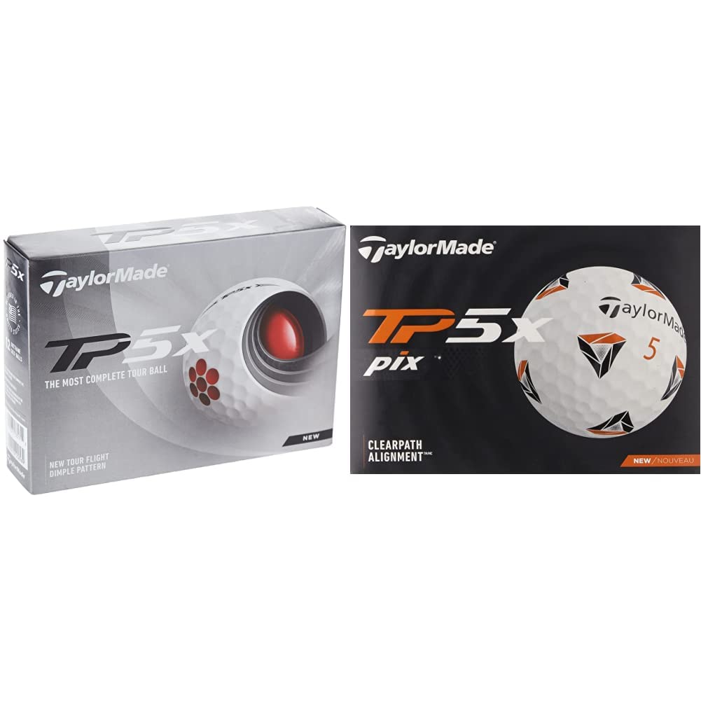 TaylorMade 2021 TP5x 2.0 Golf Balls White & 2021 TP5x Pix 2.0 Golf Balls White