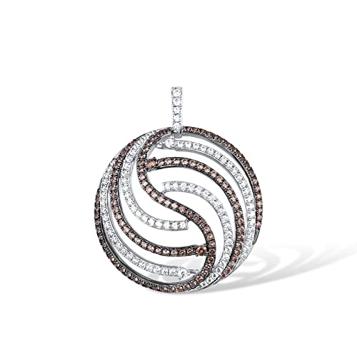 Santuzza 925 Sterling Silver Spin Pattern Pendant Nano Brown Spinel Cubic Zirconia Circle Pendant for Women