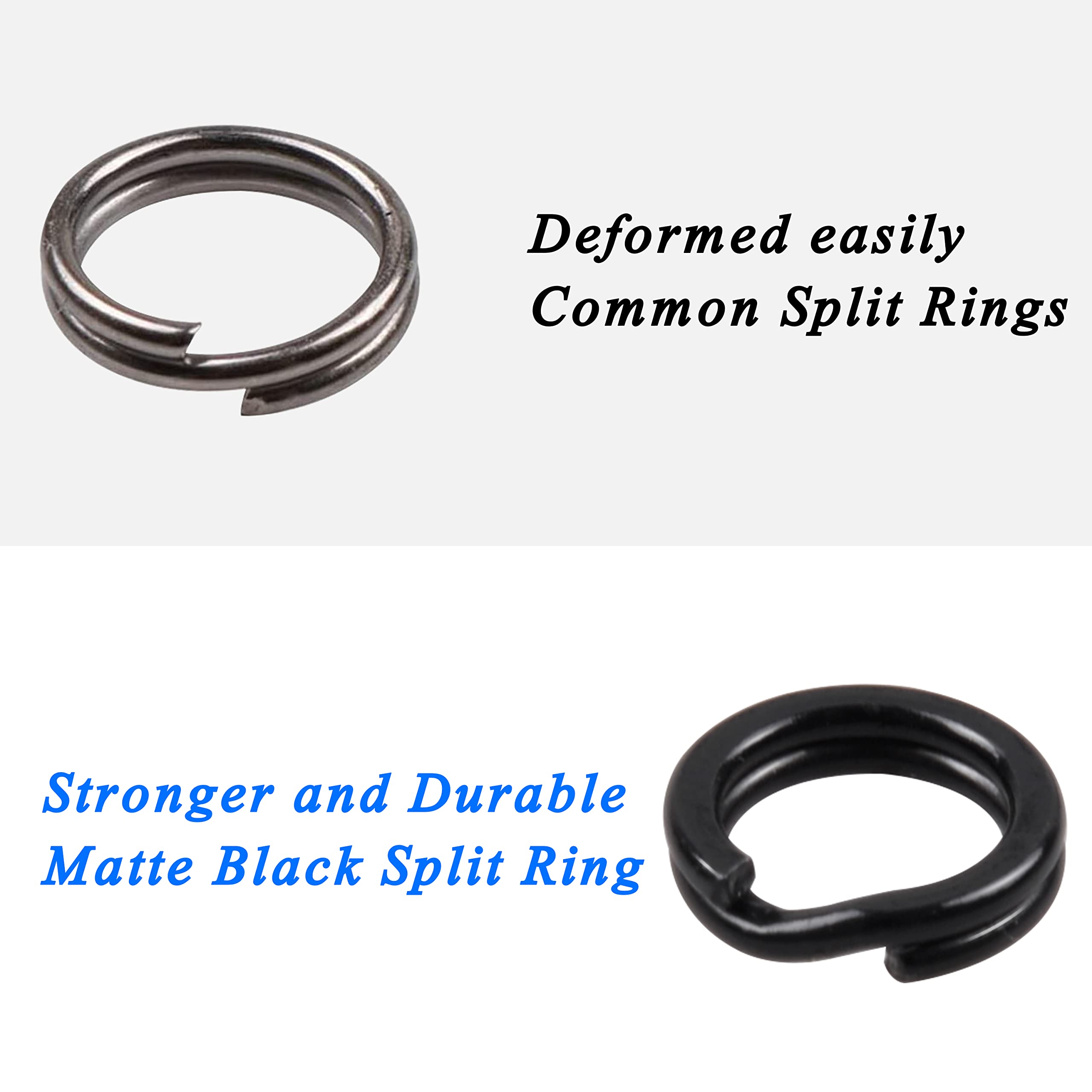 Stainless Steel Split Ring for Fishing Lures 200pcs Jig Split Ring Saltwater Fishing Tackle Line Connector Split Rings Freshwater Loop for Lure Making (Black)