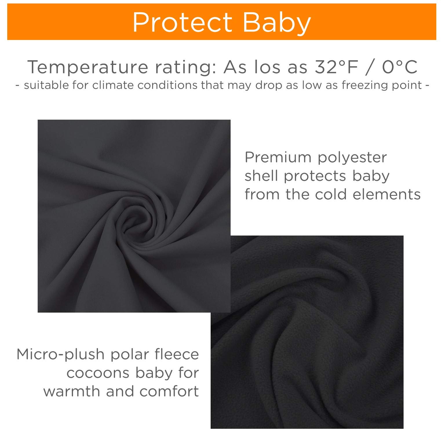 liuliuby Flex CozyMuff - Universal Footmuff with Adjustable Length and Hood - Bunting Bag for Stroller (Charcoal Gray)