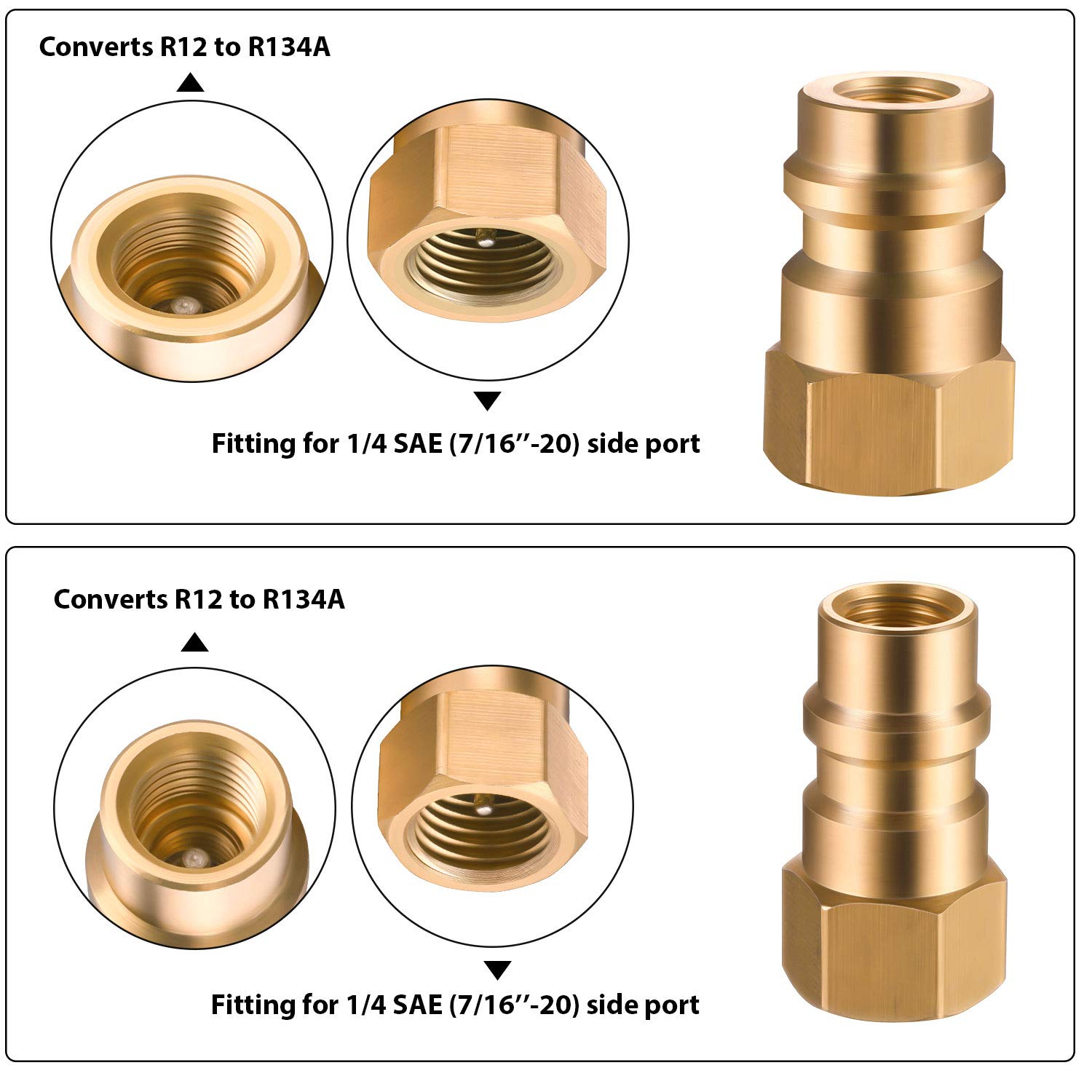 Mudder 4 Pieces VA-LH11 A/C Pro R-12 to R-134a Retrofit Parts Kit Retrofit Conversion Adapter Fitting Compatible with 1/4 SAE Thread Low High Side Retrofit Conversion